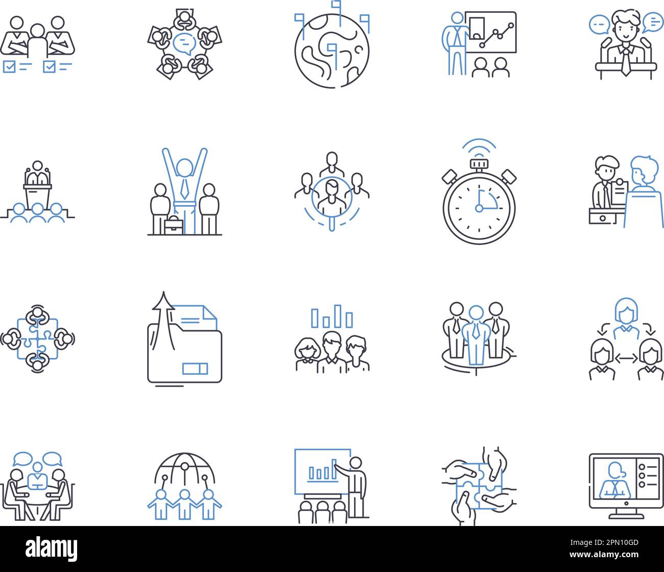 Management meeting outline icons collection. Management, Meeting ...