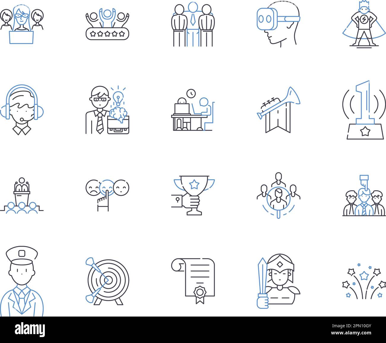 Management work outline icons collection. Management, Work, Control ...
