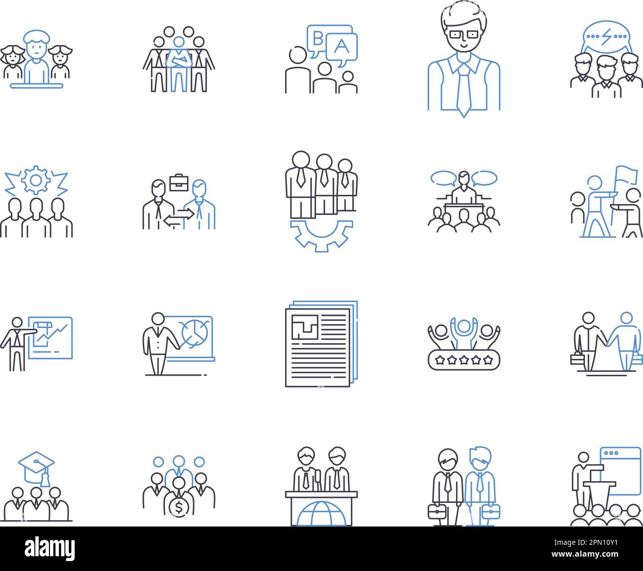 Management meeting outline icons collection. Management, Meeting ...