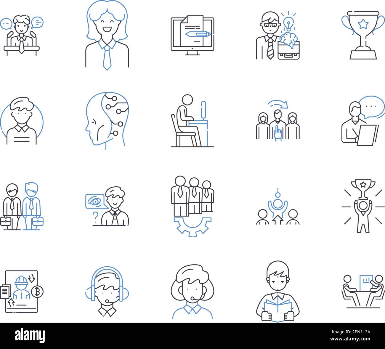 Job and management outline icons collection. Job, Management ...