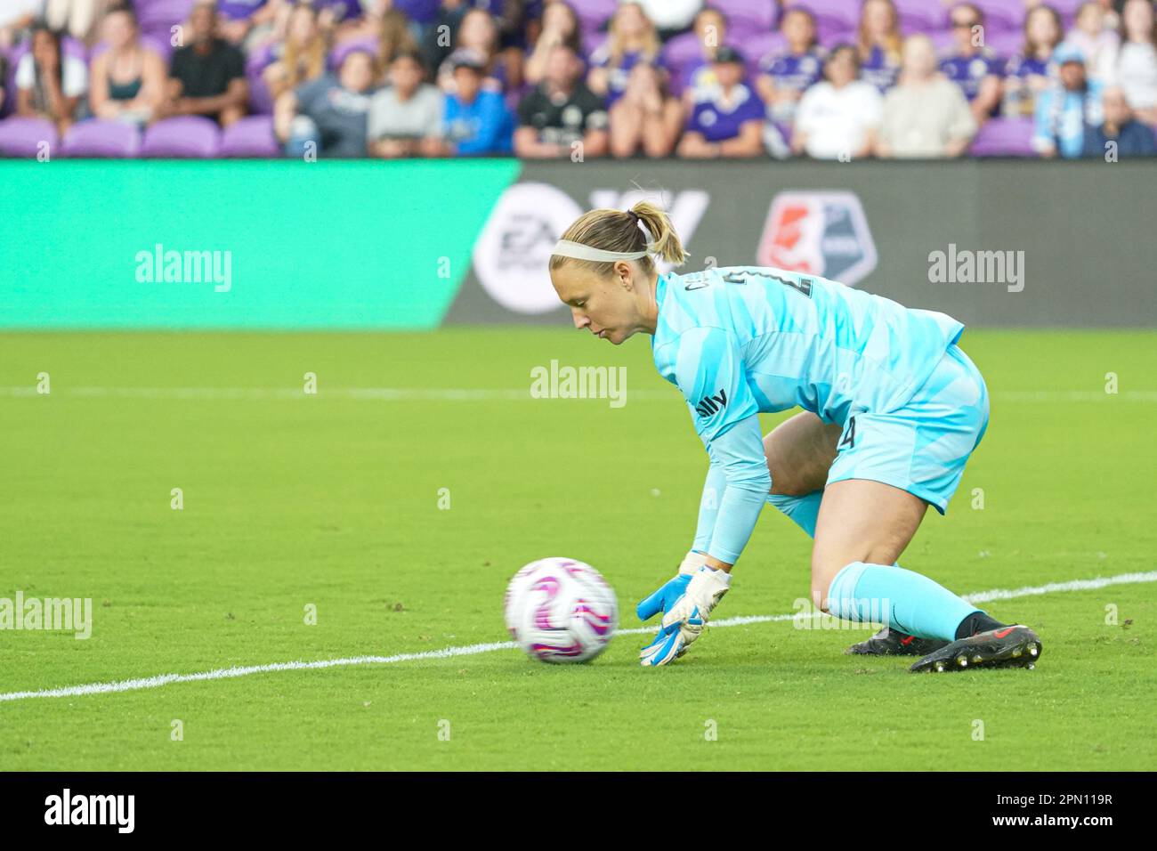 Orlando, Florida, USA, April 15, 2023, Orlando Pride Goalkeeper KAYLIE ...
