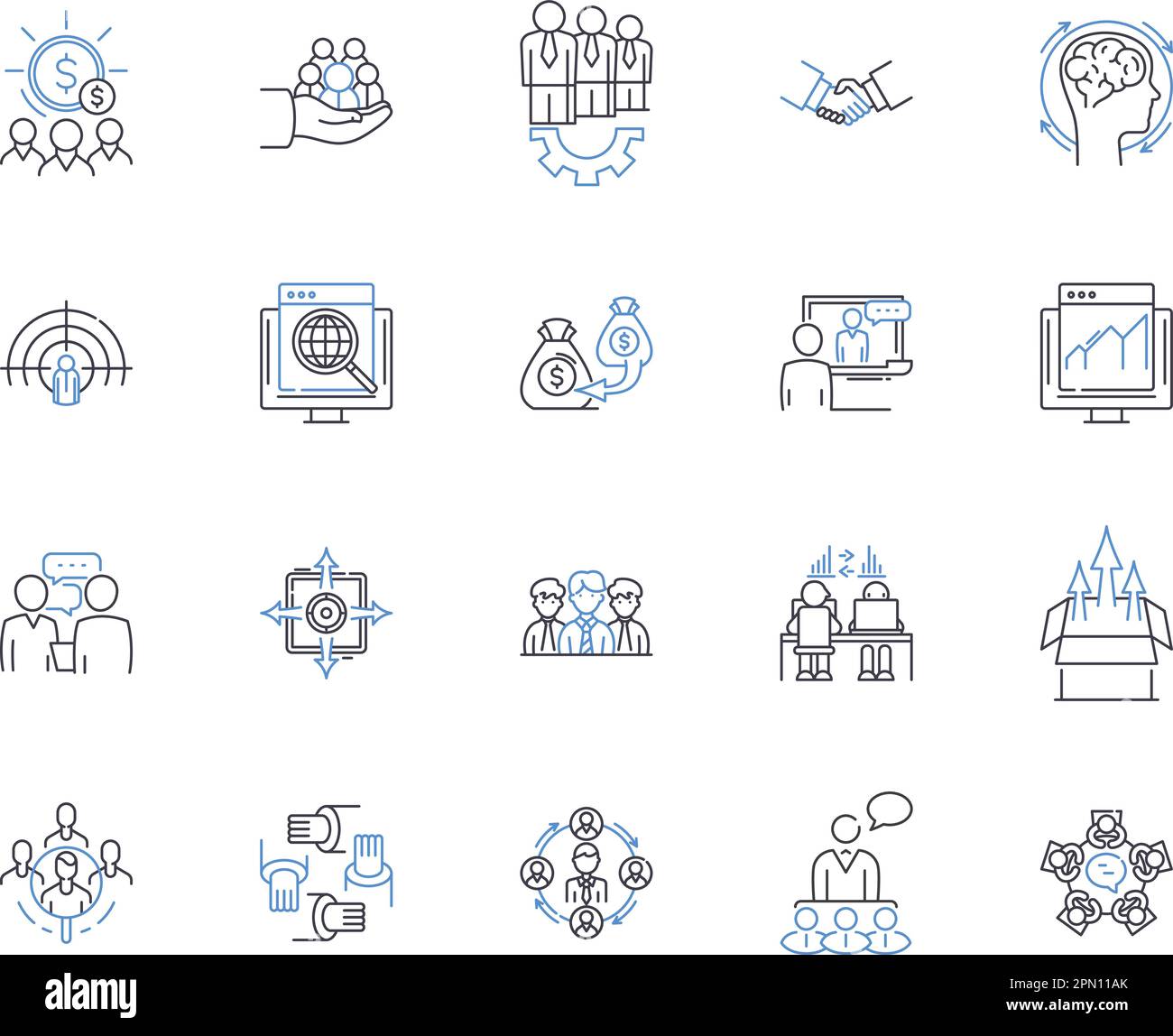 Team networking outline icons collection. Networking, Team, Collaboration, Connecting ...