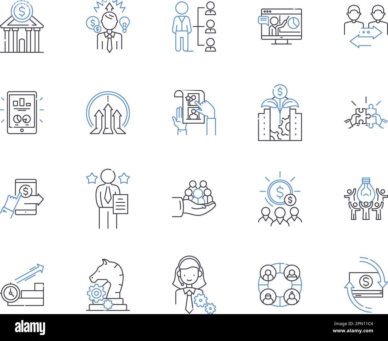 Work effectiveness outline icons collection. Efficiency, Productivity ...