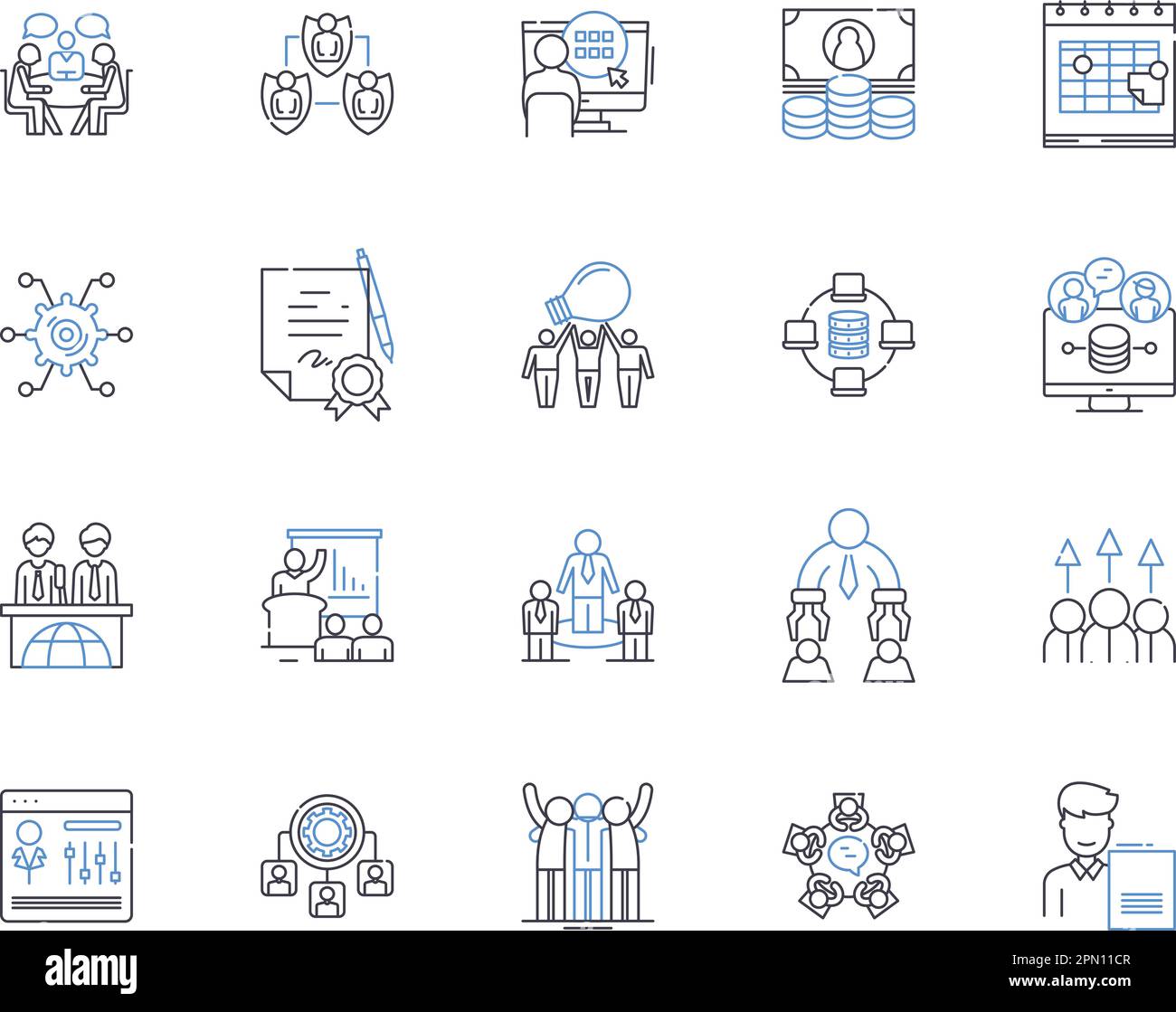 Meeting and collaboration outline icons collection. Coordinating ...