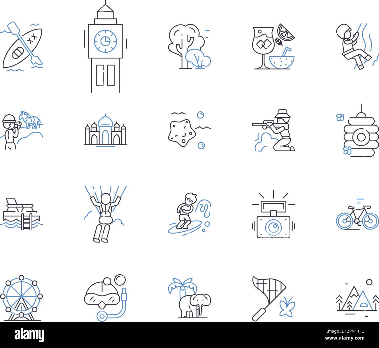 Summer voyage outline icons collection. Voyage, Summer, Tour, Trip ...