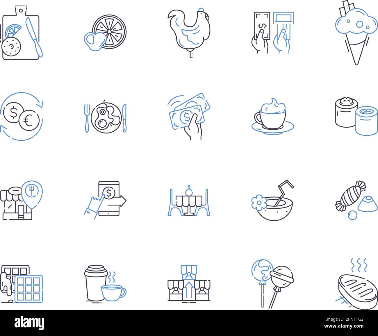 Cafe and bakery outline icons collection. Cafe, Bakery, Coffee, Tea ...