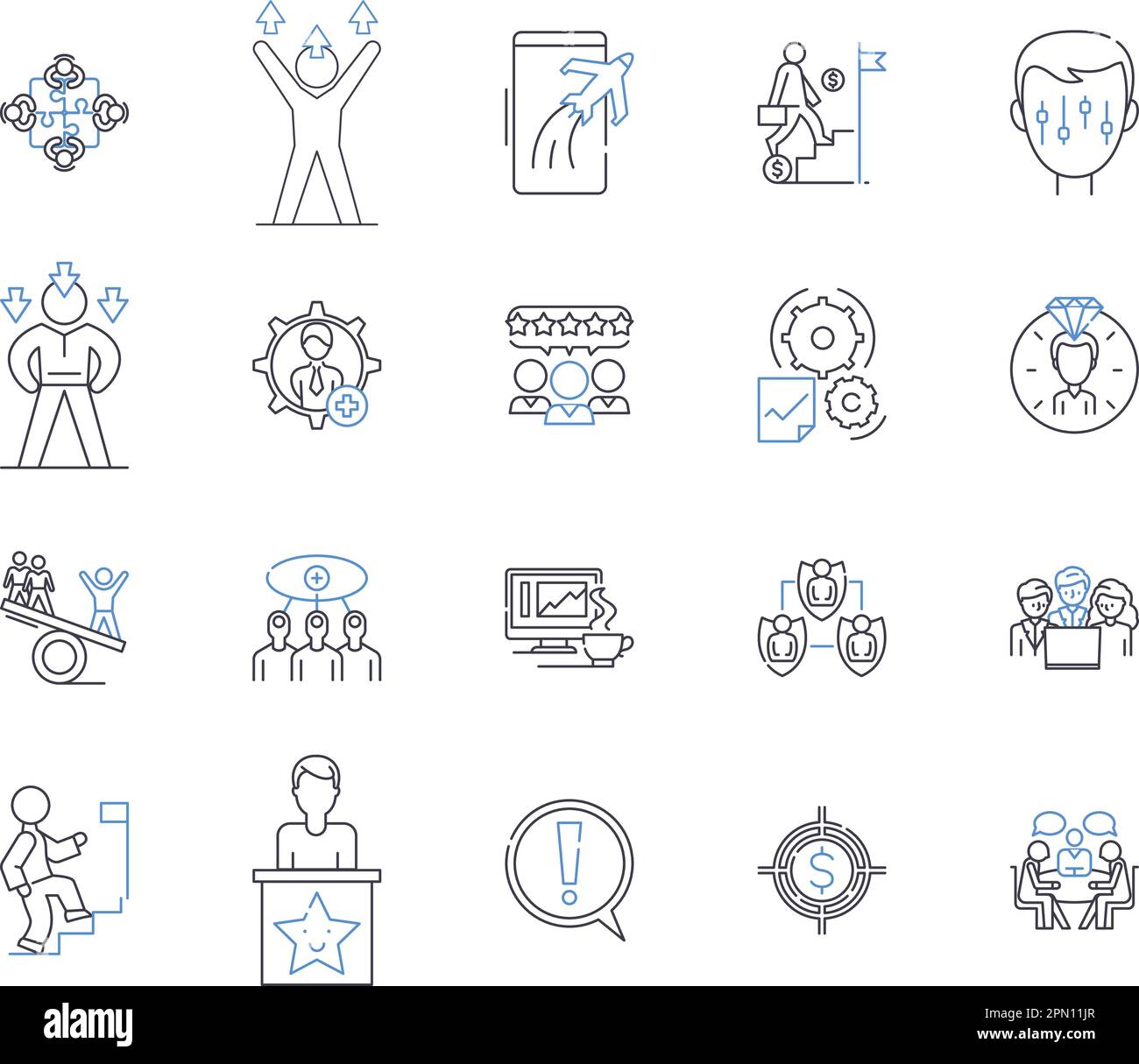 Executive administration outline icons collection. executive ...