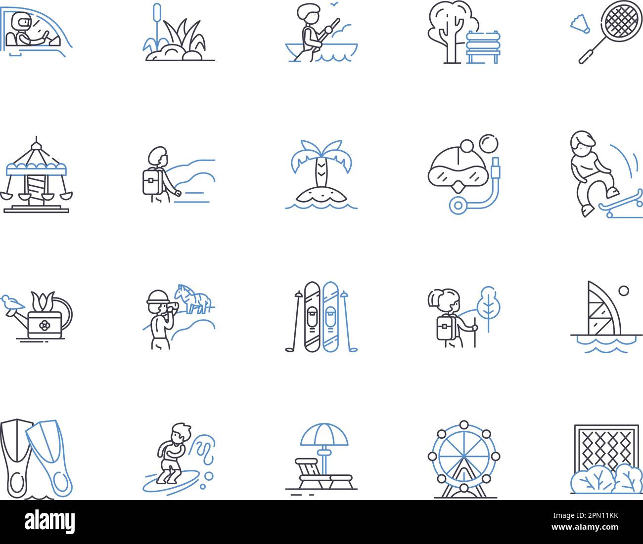 Summer vacation outline icons collection. Holiday, Trip, Relaxation ...