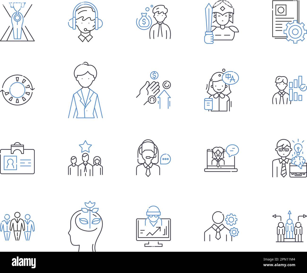 Time management outline icons collection. Planning, Discipline ...