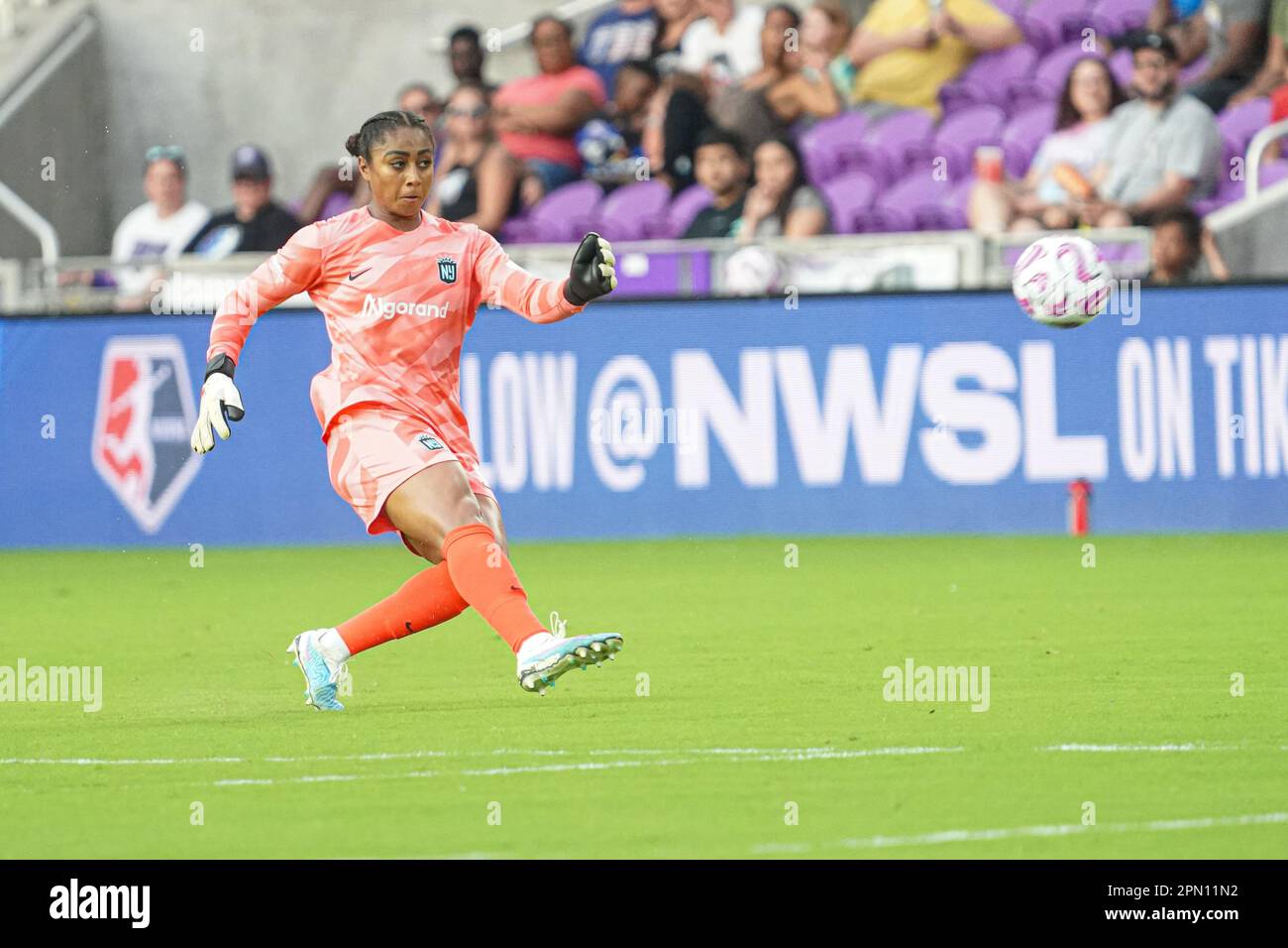 Orlando, Florida, USA, April 15, 2023, Gotham FC goalkeeper Abby Smith ...