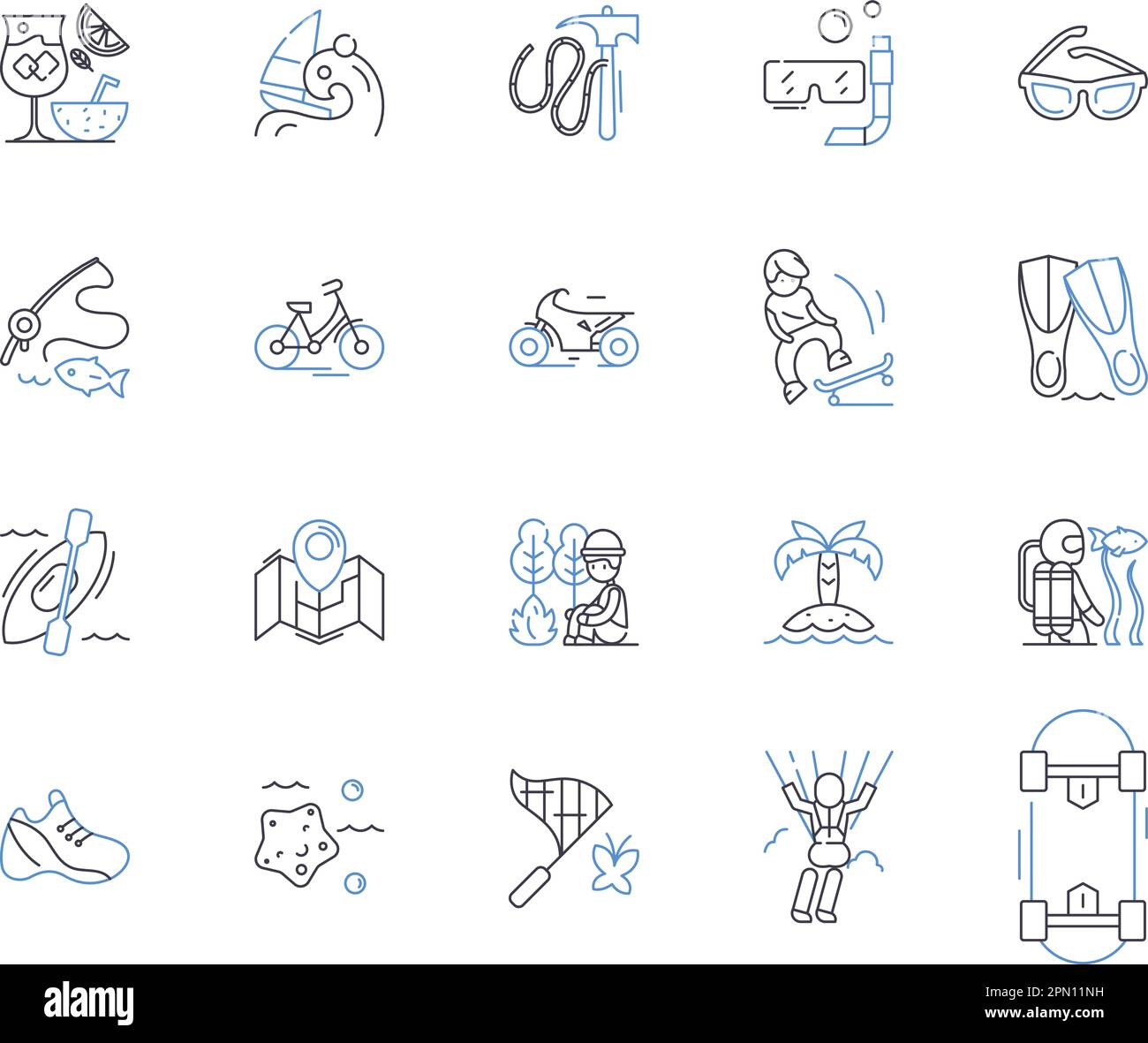 Summer trip outline icons collection. Tour, Vacation, Holiday, Getaway ...