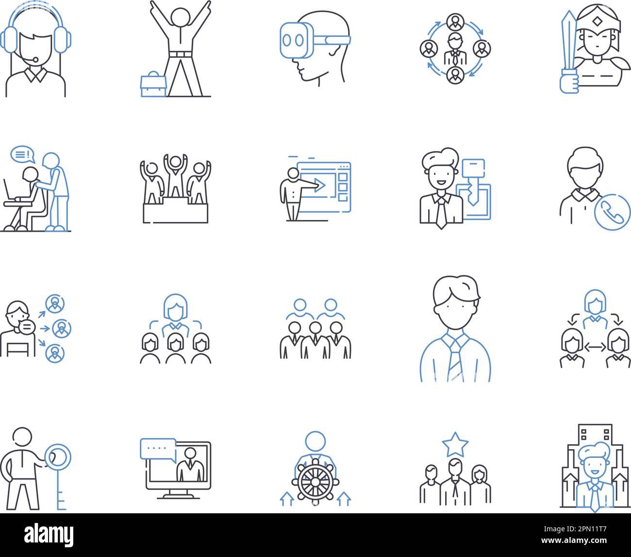 Job and management outline icons collection. Job, Management ...