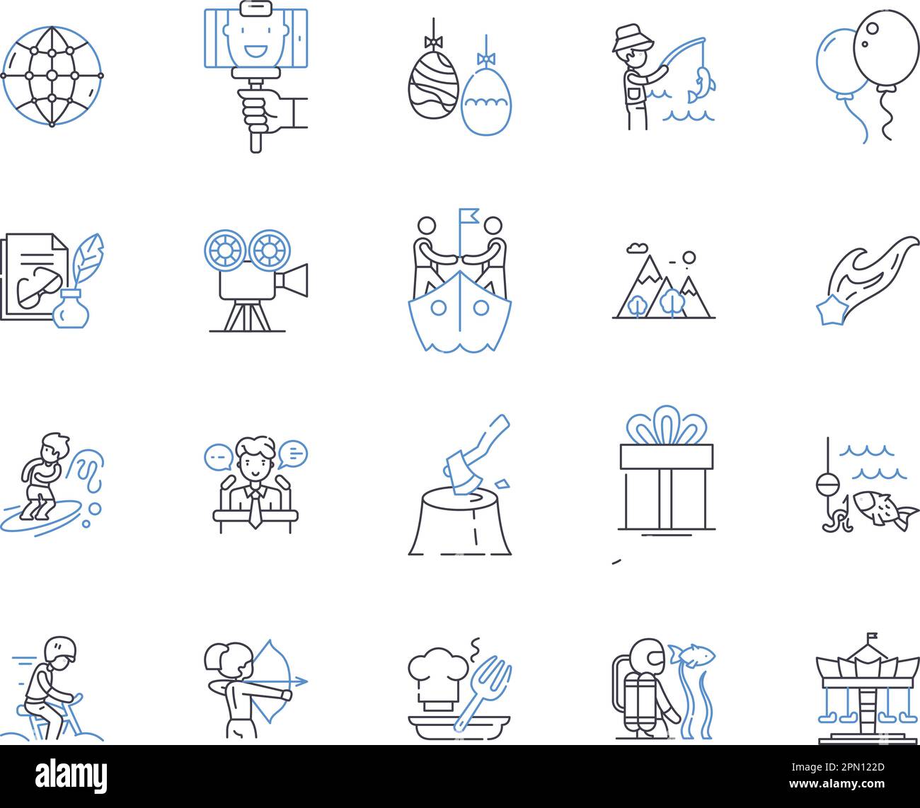 Leisure and holidays outline icons collection. Tourism, Vacation ...