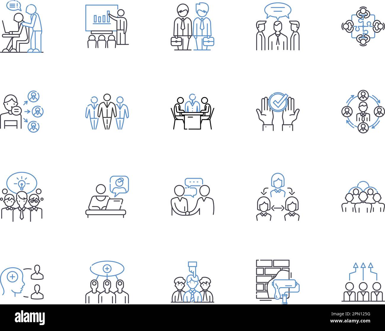 Teambuilding basics outline icons collection. Teamwork, communication ...