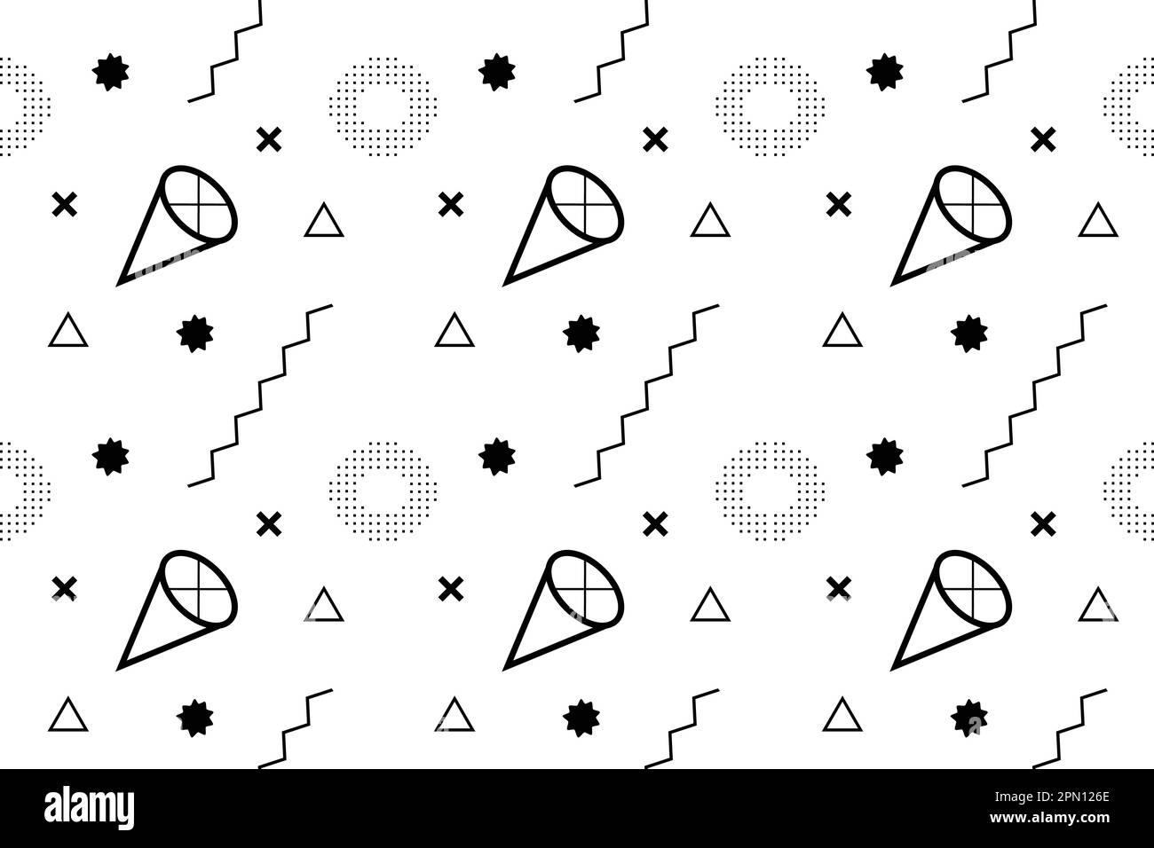 Seamless pattern with geometric shapes in 80s memphis style. Colorful ...
