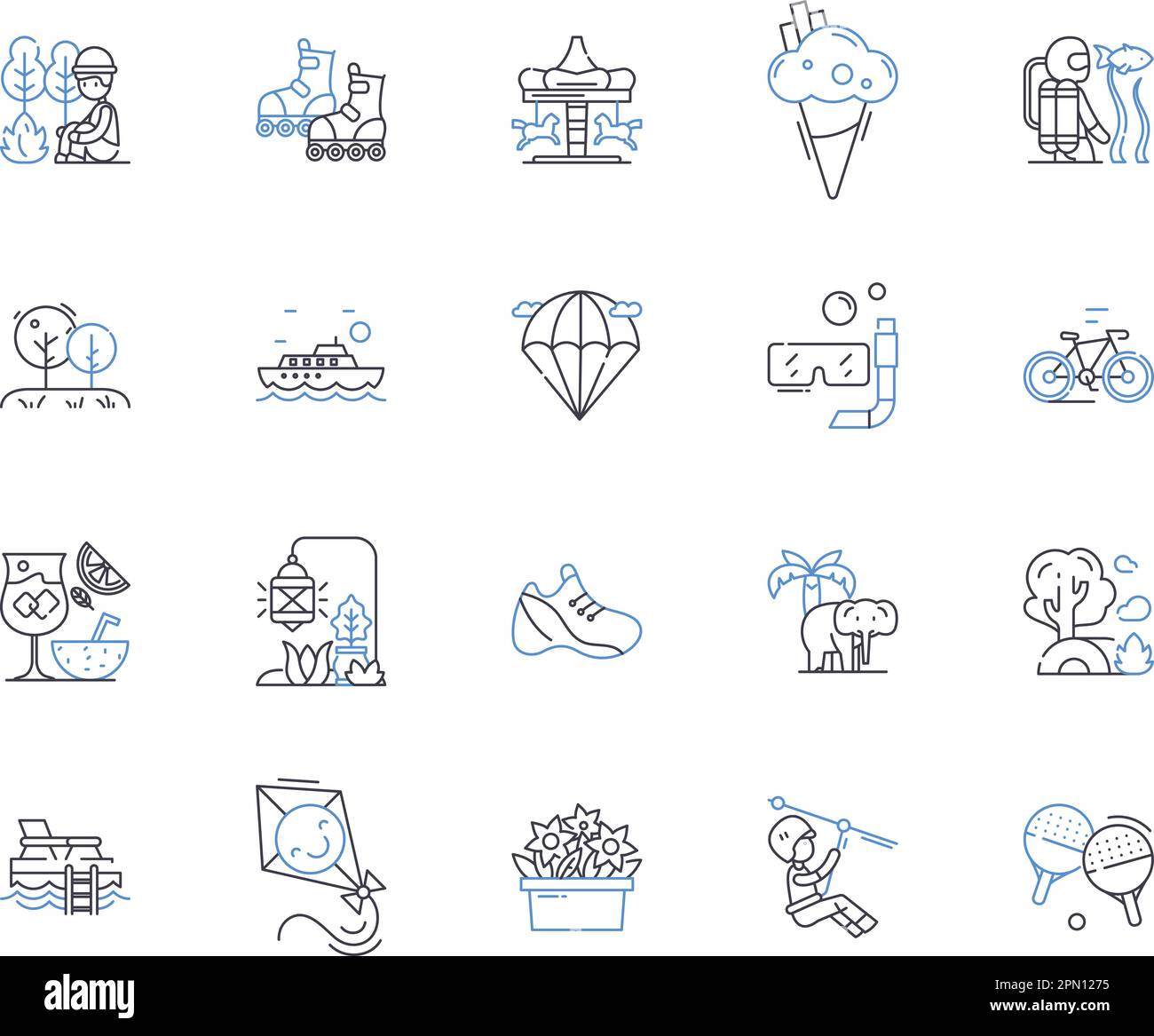 Summer vacation outline icons collection. Holiday, Trip, Relaxation ...