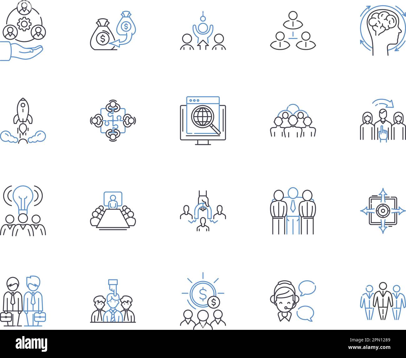 Team cooperation outline icons collection. Collaboration, Synergy ...