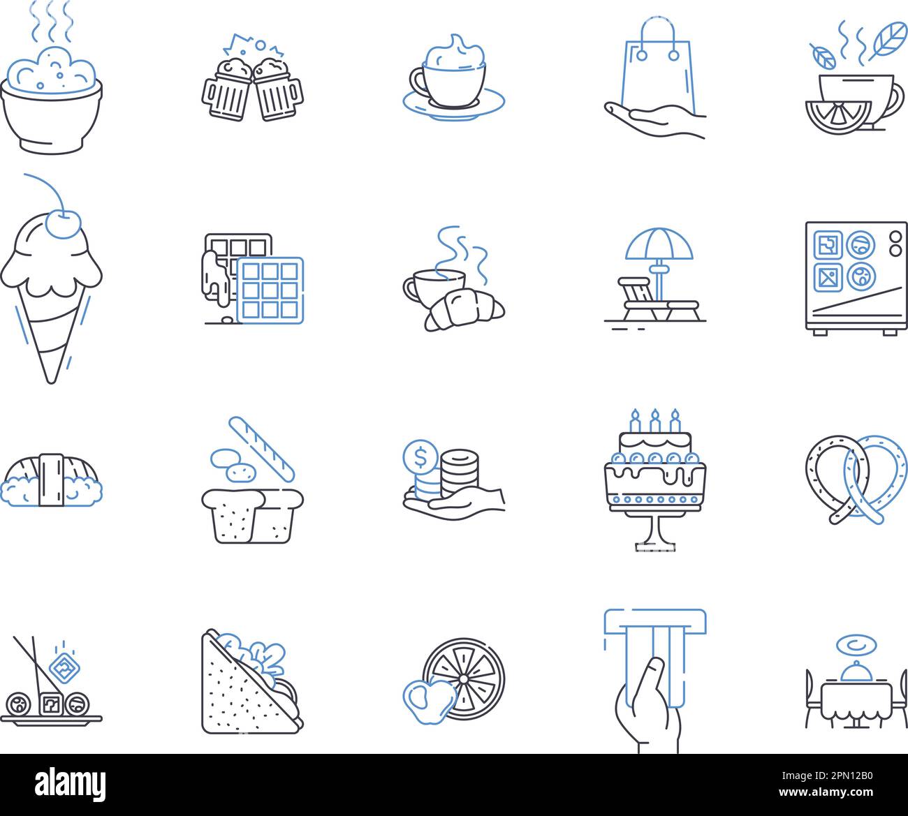 Cafe management outline icons collection. cafe, management, staff ...