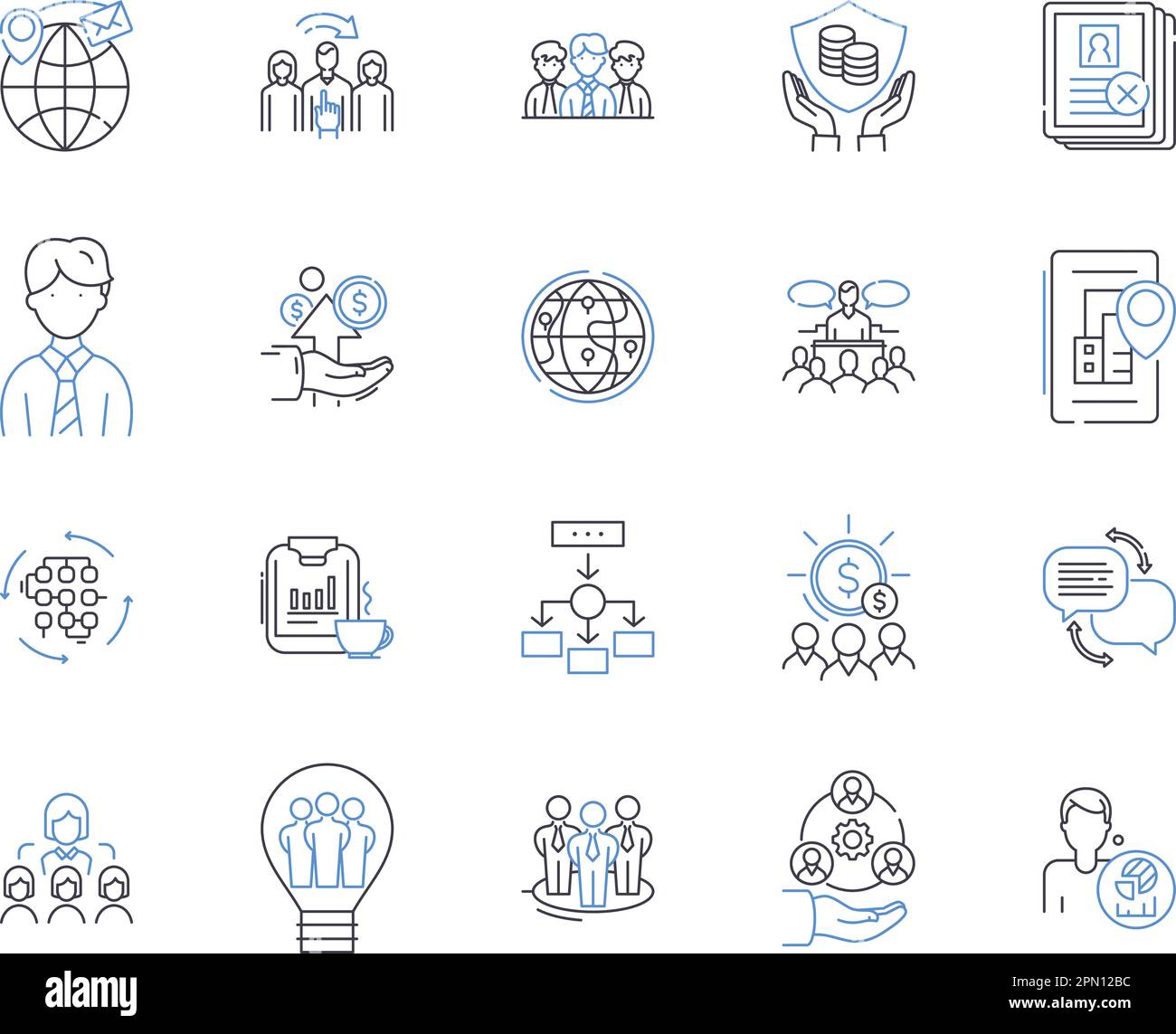 Business coworking outline icons collection. Co-working, Business ...