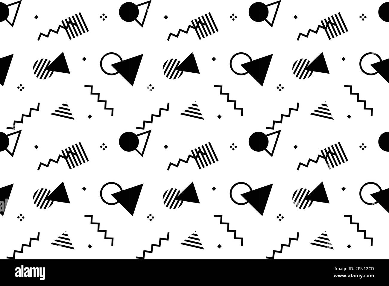 Memphis Pattern. Summer Fun Background. Back and White. Memphis Style ...