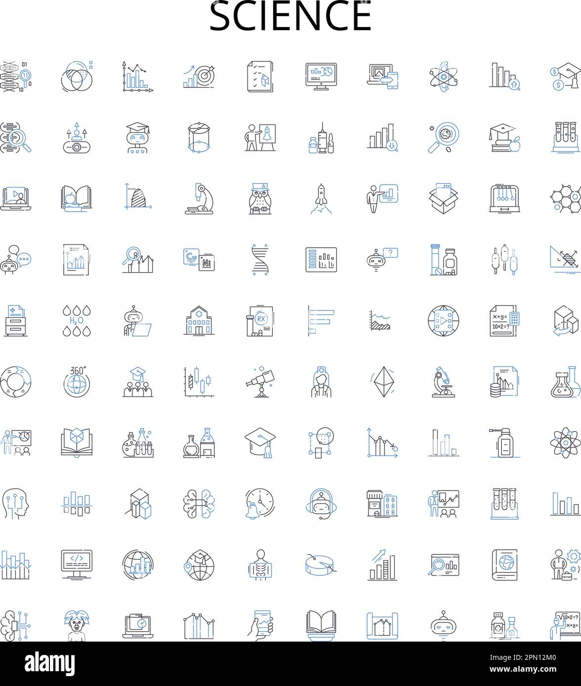 Science outline icons collection. Science, Physics, Chemistry, Biology ...