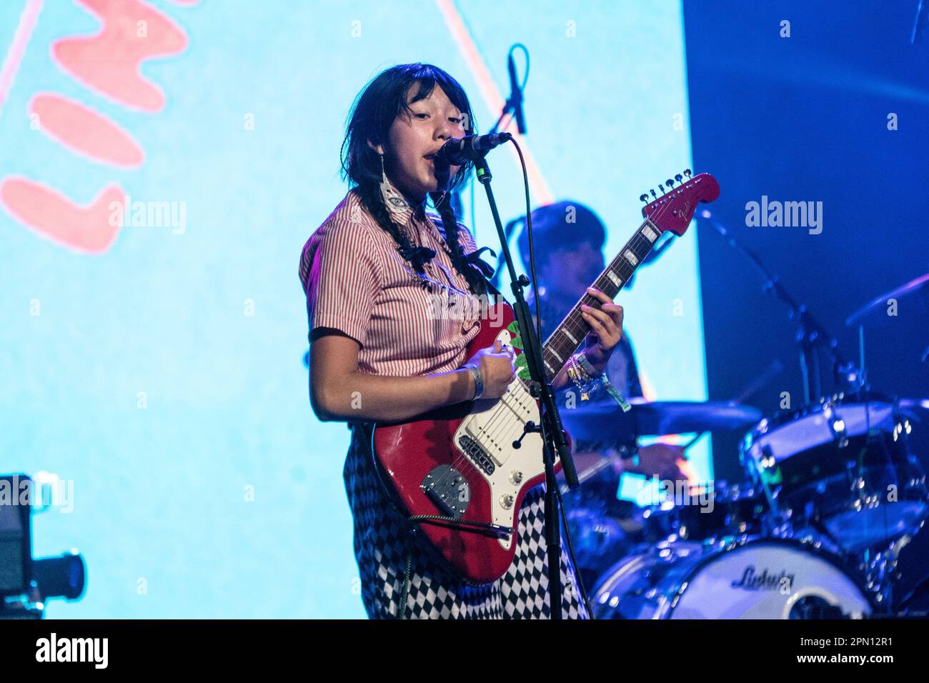 Lucia de la Garza of The Linda Lindas performs at the Coachella Music ...