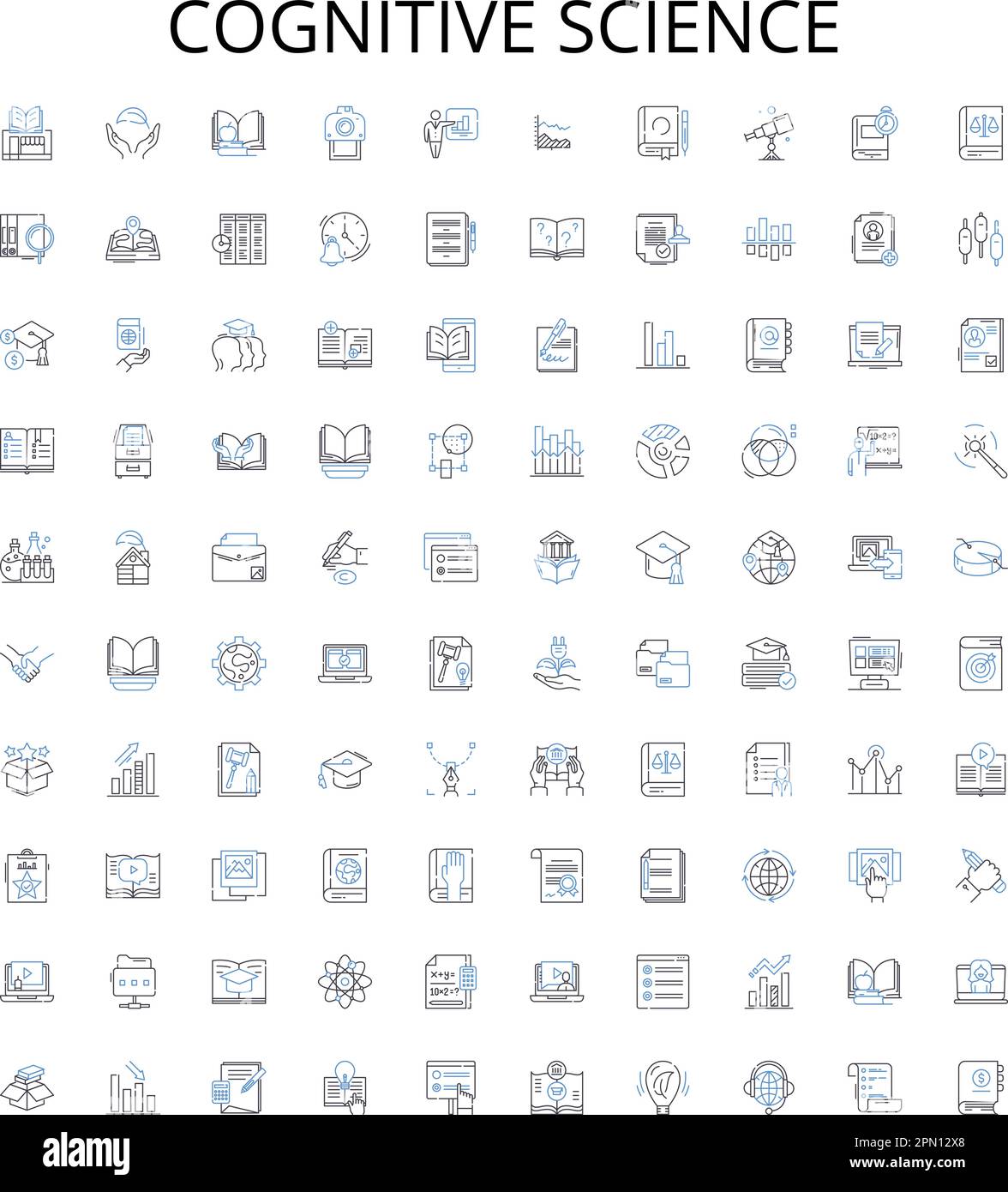 Cognitive science outline icons collection. Cognition, Neuroscience, AI, Intelligence ...