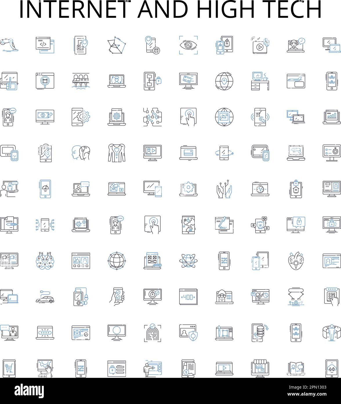 Internet and high tech outline icons collection. Internet, High-tech, Technology, Online ...