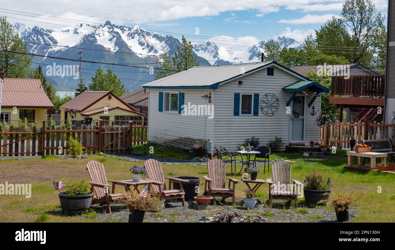 Country house on natural landscape. Village house with backyard. Farm ...