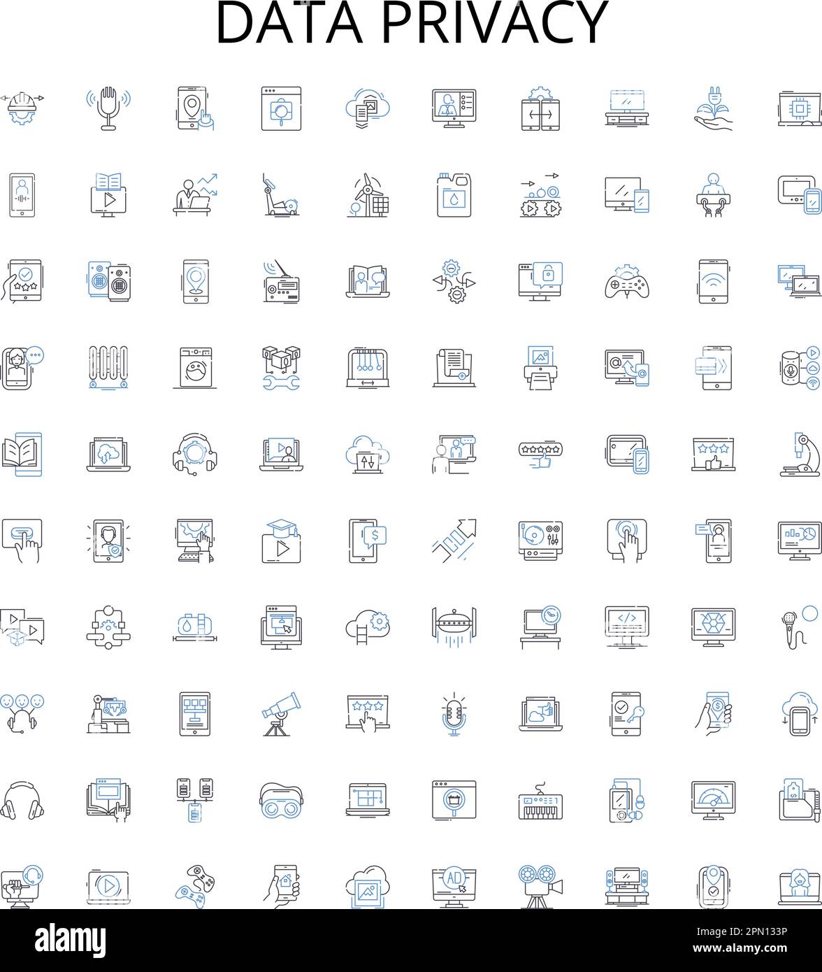 Data privacy outline icons collection. Data, Privacy, GDPR, Security ...