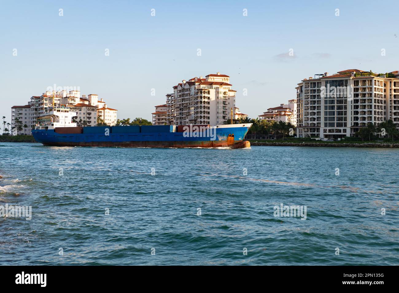 cargo barge carrying container. cargo barge carrying container in miami ...