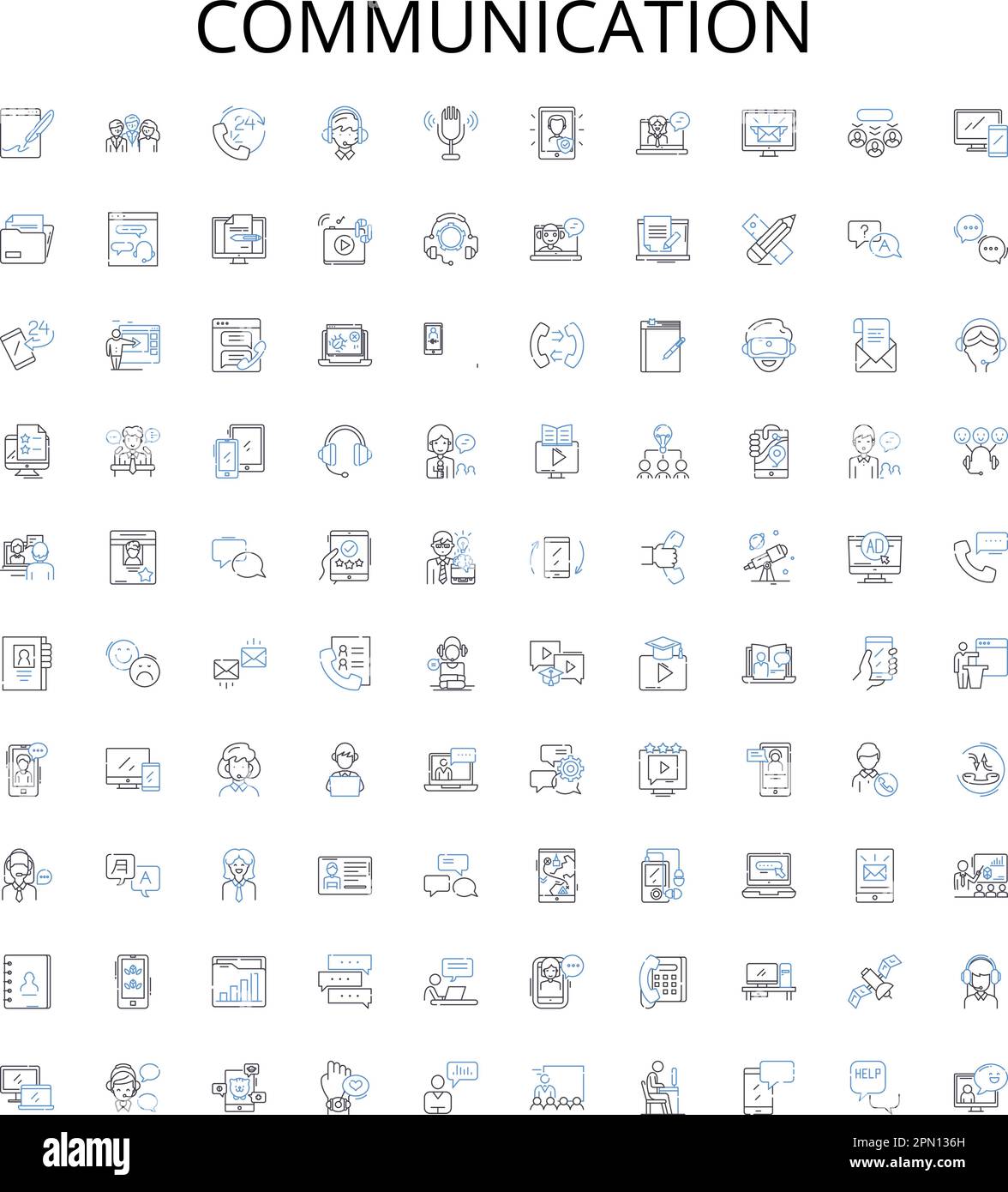 Communication outline icons collection. Talk, Chat, Connect, Voice ...