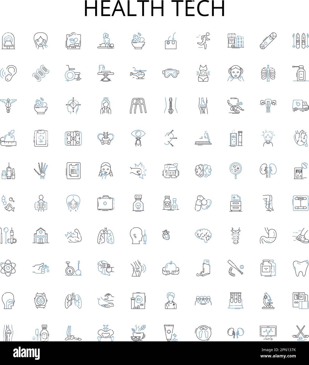 Health tech outline icons collection. Healthtech, Healthcare ...