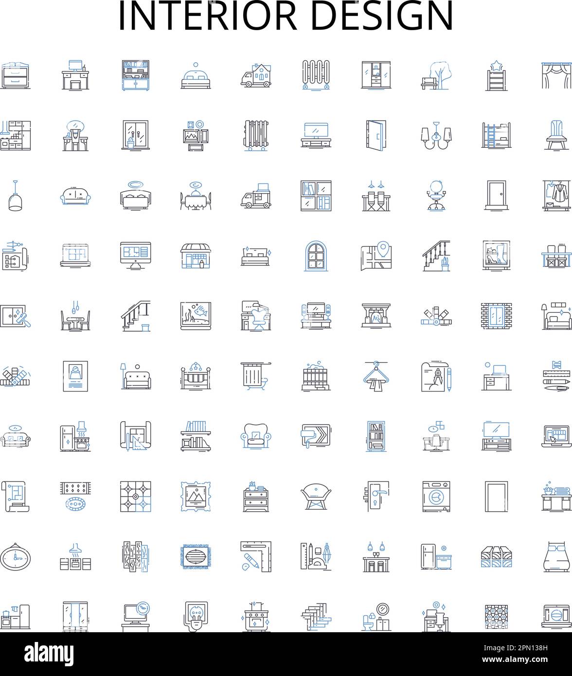 Interior design outline icons collection. Decorating, Furnishings ...