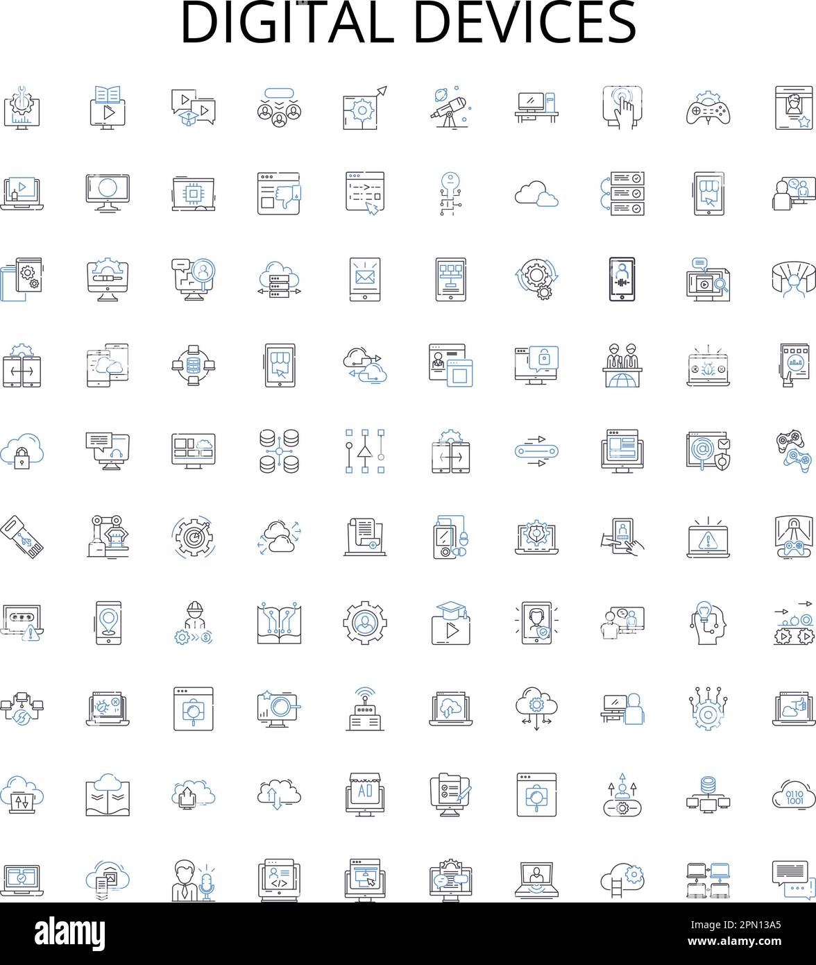 Digital devices outline icons collection. Digital, Devices, Technology, Electronics, Laptops ...