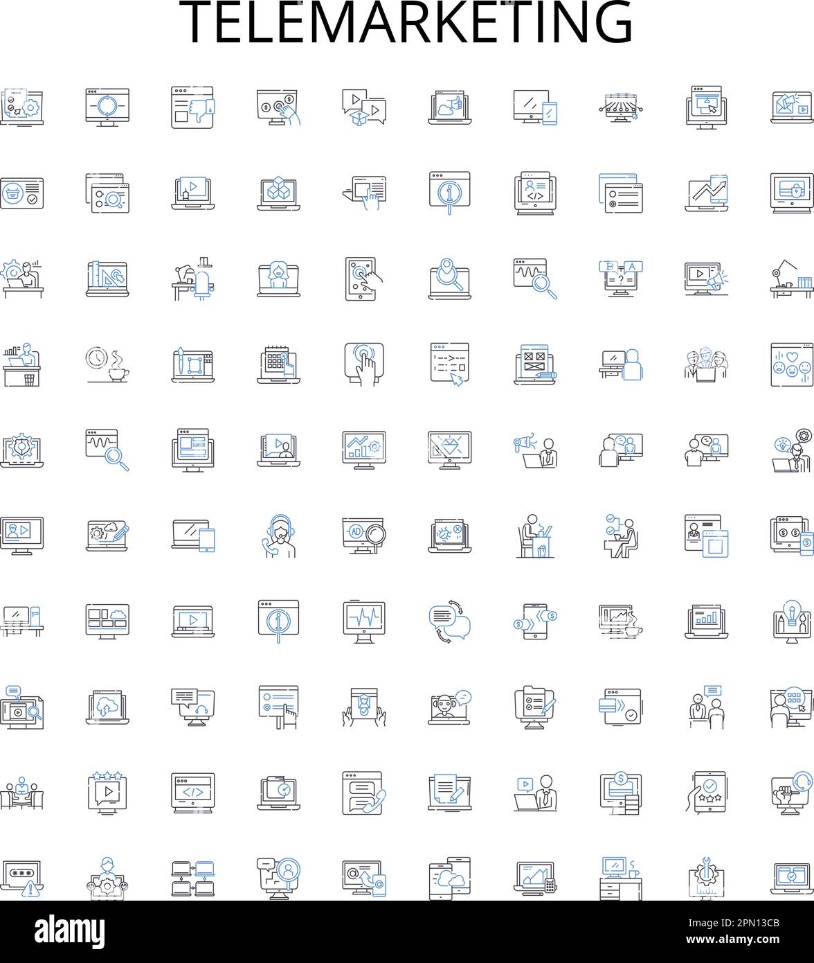 Telemarketing outline icons collection. Telemarketing, Sales, Calling ...