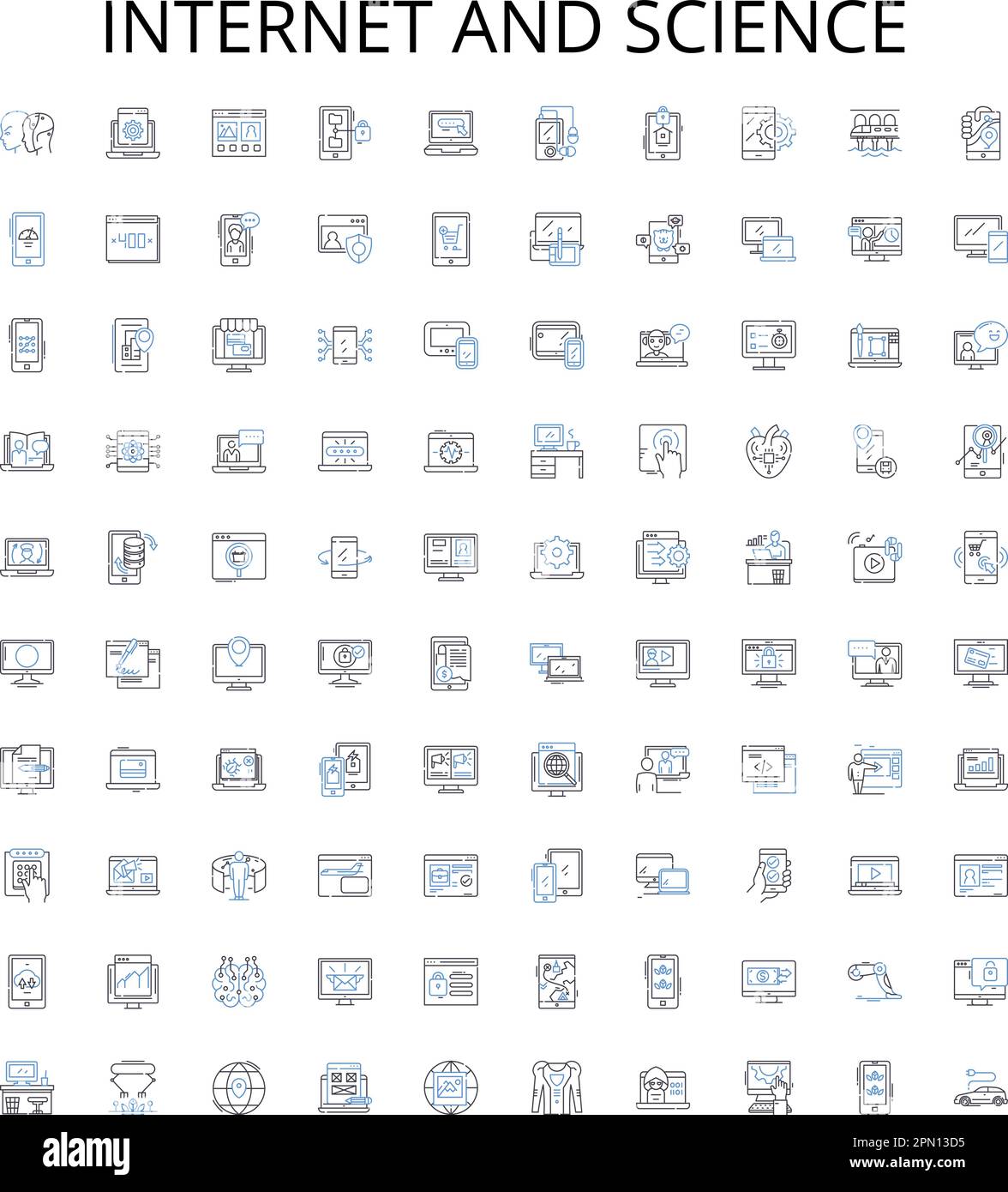 Internet and science outline icons collection. internet, science ...