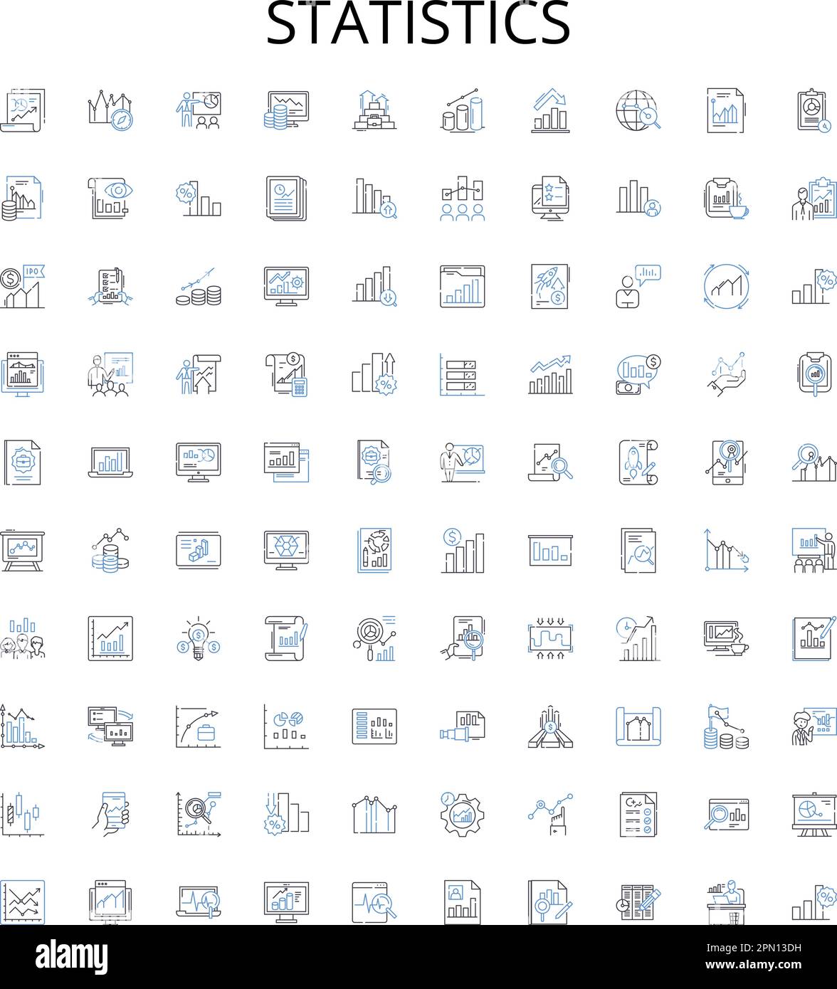 Statistics outline icons collection. statistics, analysis, data ...