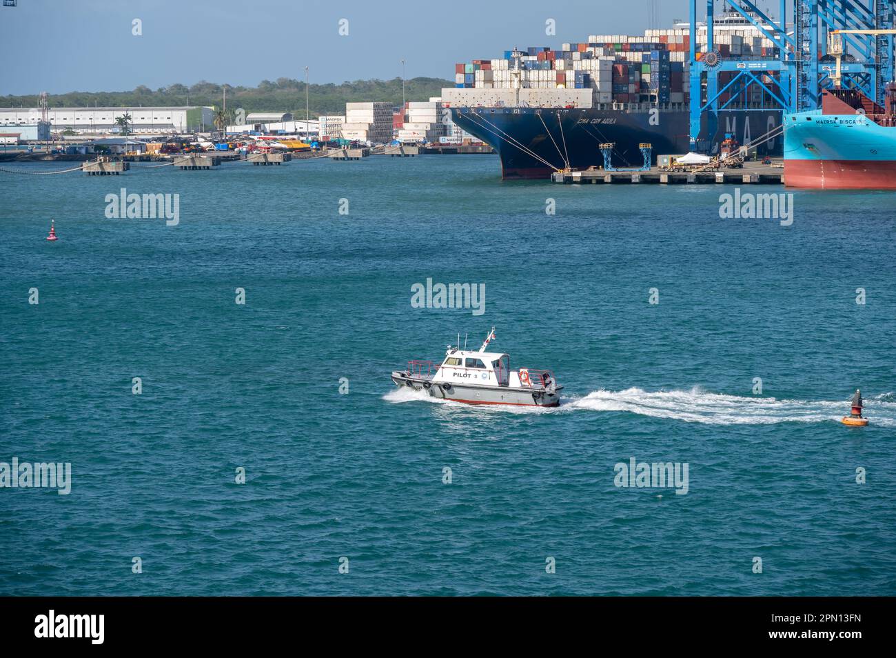 Colon, Panama - April 2, 2023: Views of a container port at Colon in ...