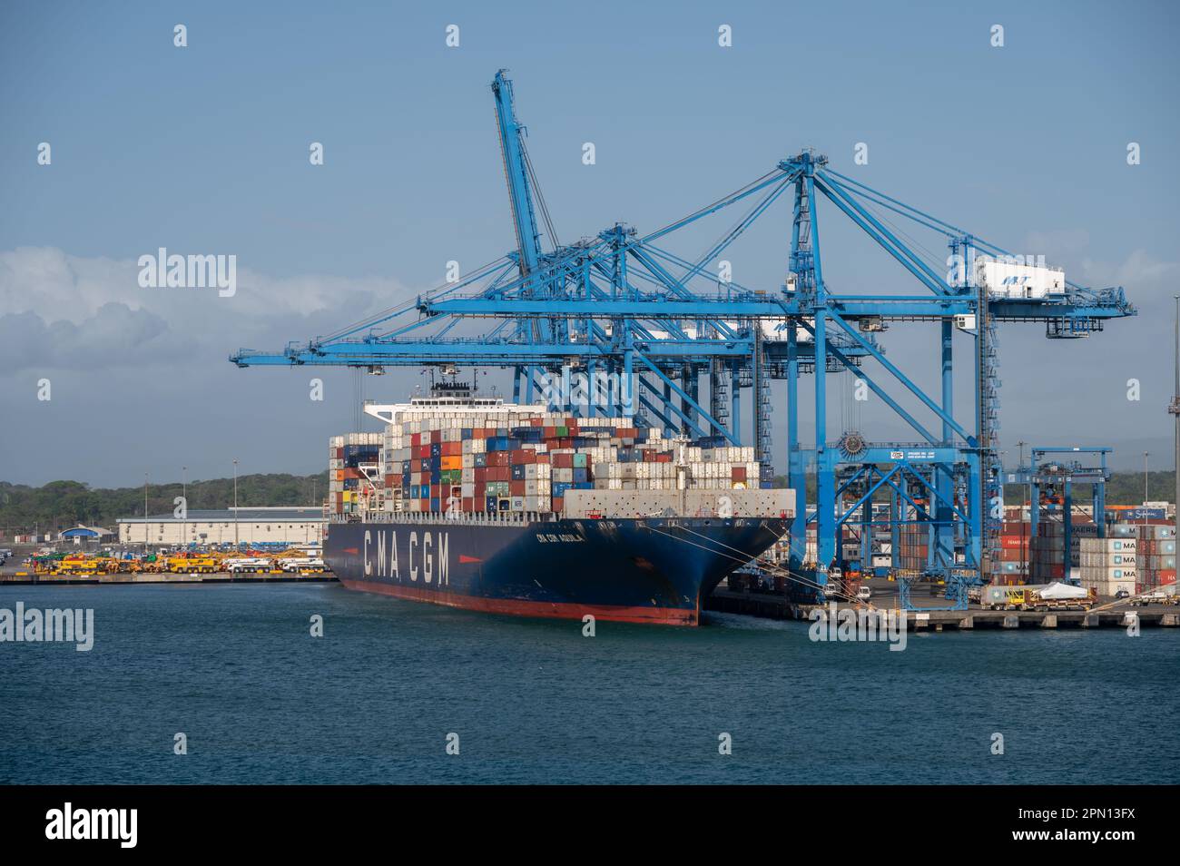Colon, Panama - April 2, 2023: Views of a container port at Colon in ...