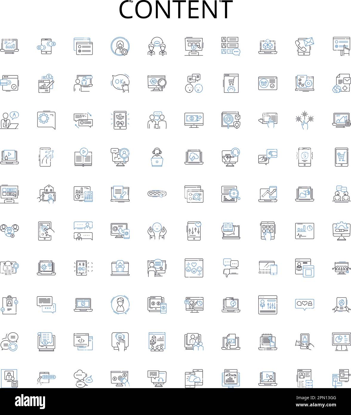 Content outline icons collection. Content, Writing, Information, Text ...
