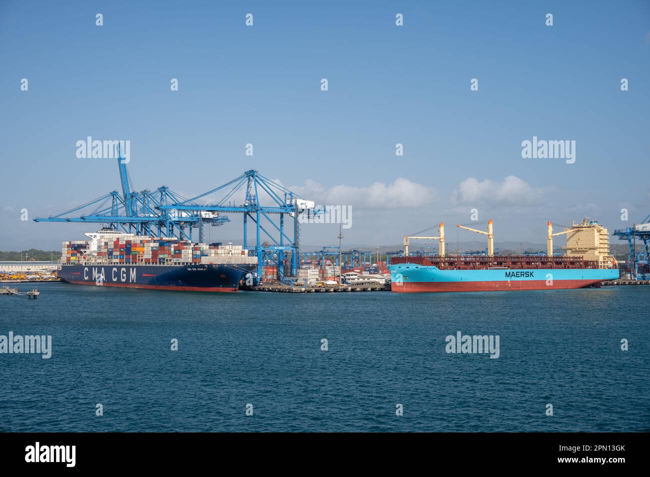 Colon, Panama - April 2, 2023: Views of a container port at Colon in ...