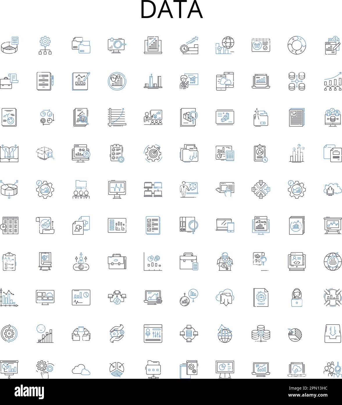 Data Outline Icons Collection Data Digital Analytics Intelligence Records Information
