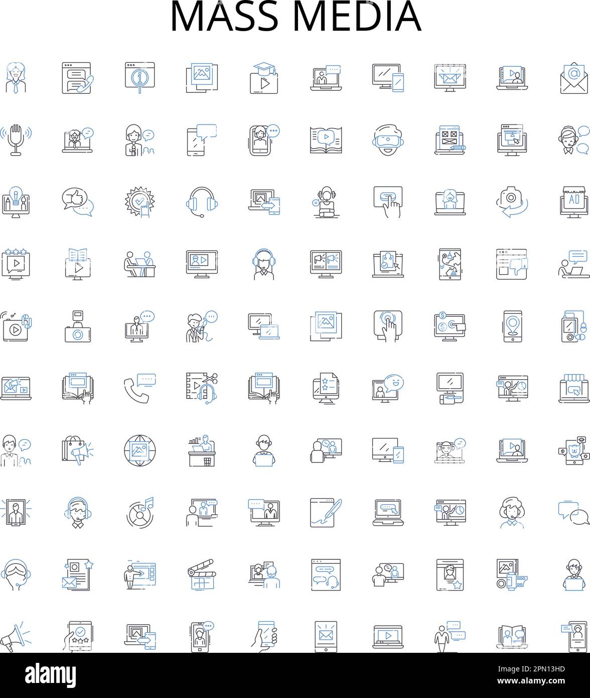 Mass media outline icons collection. Media, Mass, Journalism, Broadcast ...