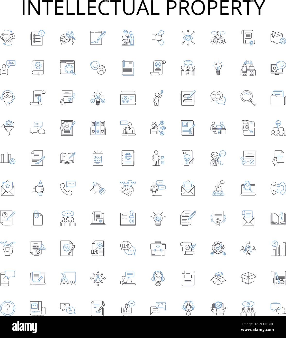 Intellectual property outline icons collection. Copyrights, Patents, Trademarks, Licensing ...