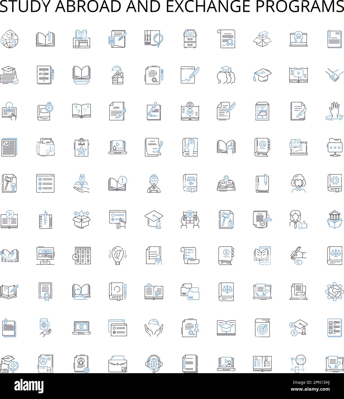 Study abroad and exchange programs outline icons collection. Exchange ...