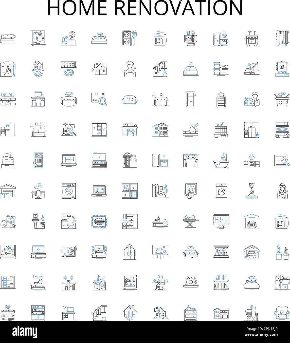 Home renovation outline icons collection. Renovation, Home, Improvement ...