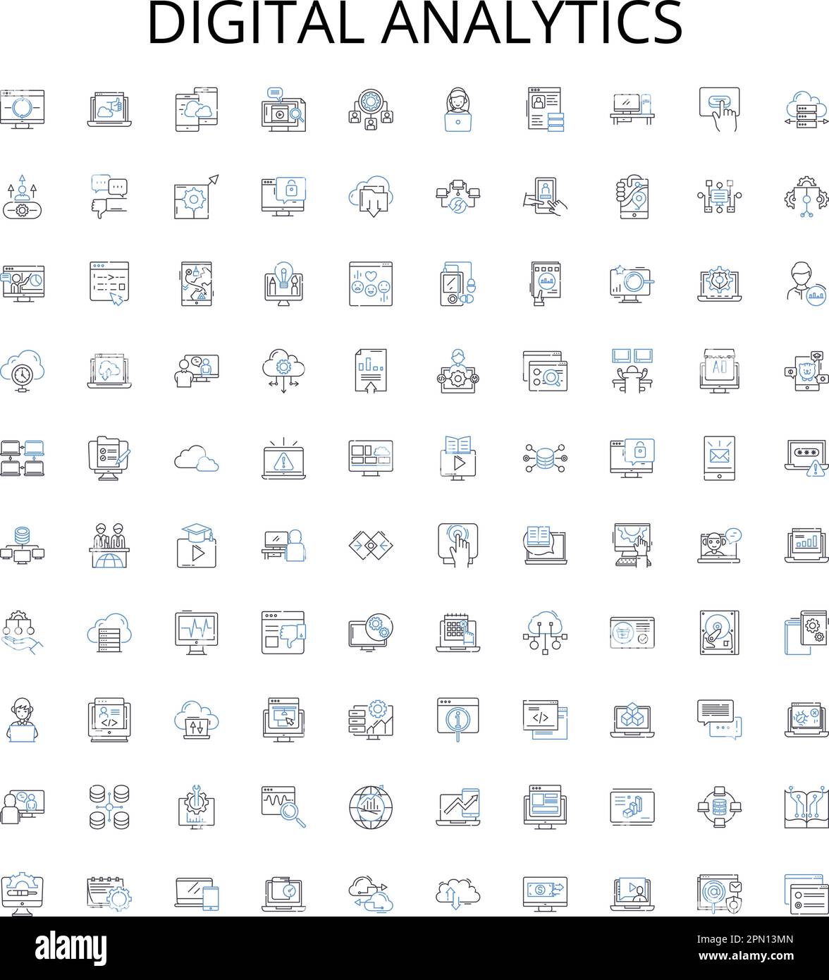 Digital analytics outline icons collection. Digital, Analytics, Data ...