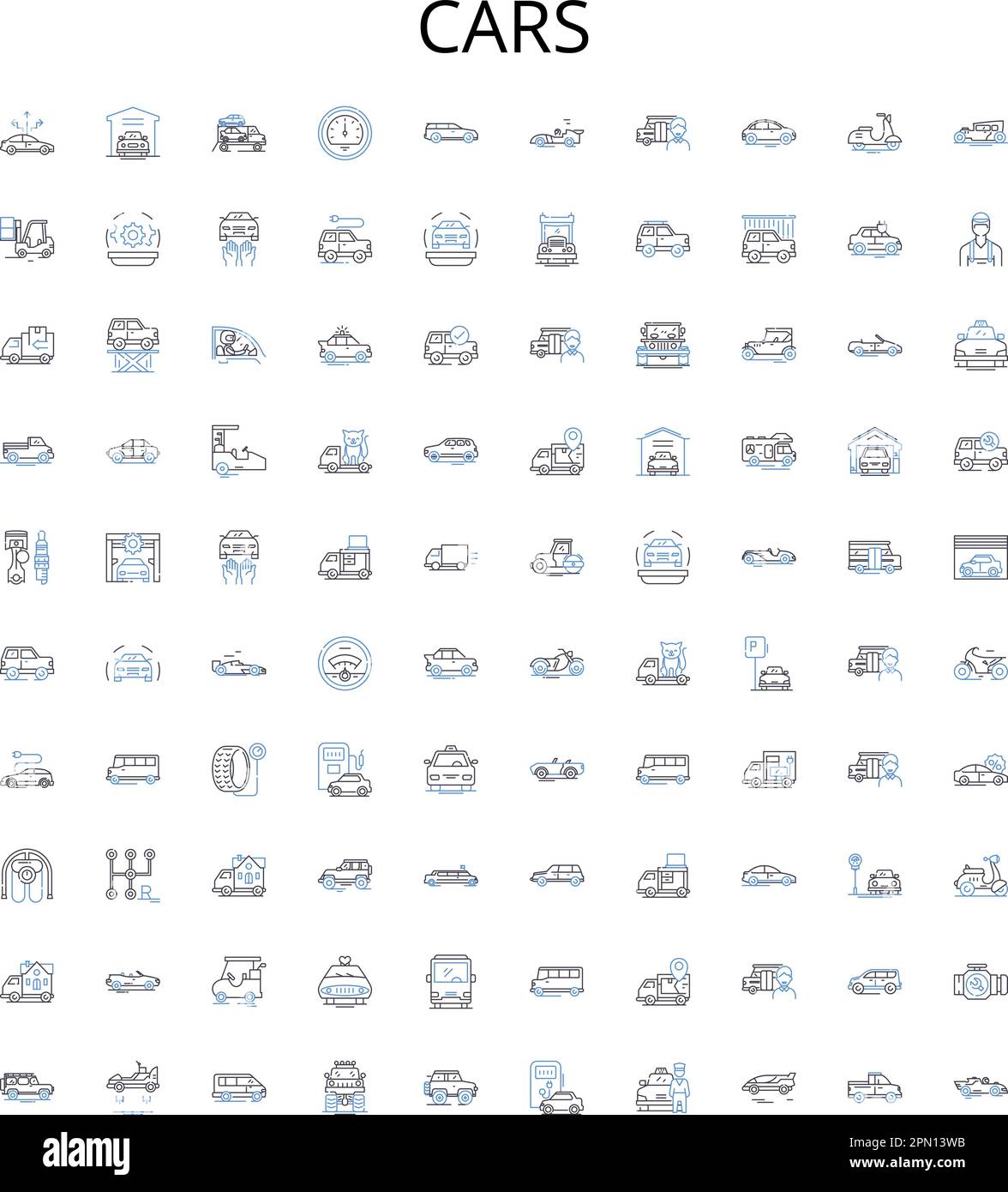 Cars outline icons collection. Vehicle, Automobile, Motor, Auto, Sedan ...