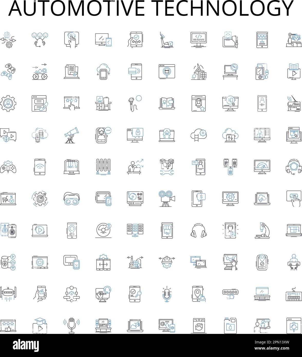 automotive technology outline icons collection. Automotive, Technology ...